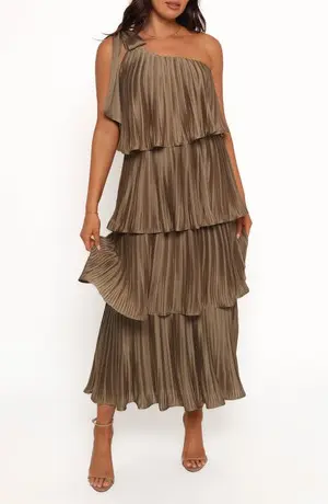 PETAL & PUP Mia One-shoulder Tiered Midi Dress