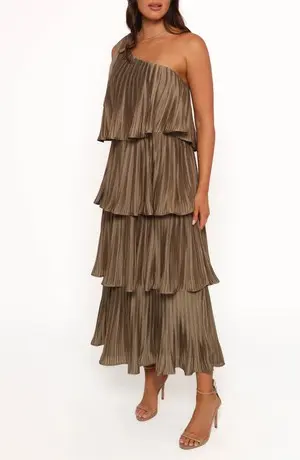 PETAL & PUP Mia One-shoulder Tiered Midi Dress