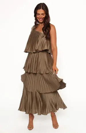 PETAL & PUP Mia One-shoulder Tiered Midi Dress