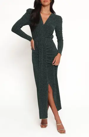 PETAL & PUP Grayson Long Sleeve Ruched Maxi Dress