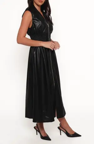 PETAL & PUP Lizzi Faux Leather Midi Dress