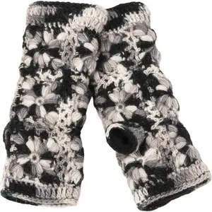 NIRVANNA DESIGNS Crochet Handwarmers - Black/white/oatmeal