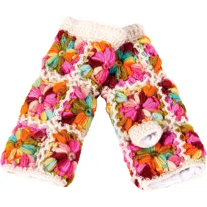 NIRVANNA DESIGNS Crochet Handwarmers - White Multi