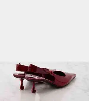 JIMMY CHOO Amel 50 Patent Leather Slingback Pumps - Red