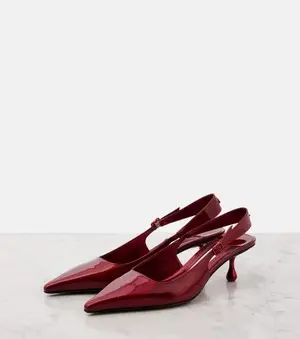 JIMMY CHOO Amel 50 Patent Leather Slingback Pumps - Red