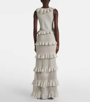 Zimmermann Crush Frilled Knitted Maxi Dress