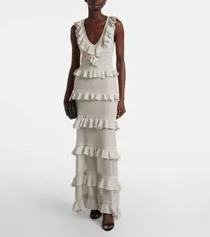 Zimmermann Crush Frilled Knitted Maxi Dress