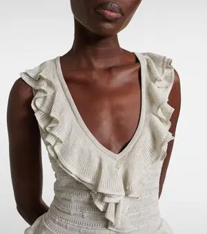 Zimmermann Crush Frilled Knitted Maxi Dress