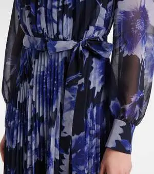 Erdem Floral Pleated Gown - Blue
