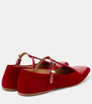 Gabriela Hearst Liv Leather And Suede Mary Jane Flats - Red