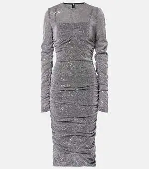 Dolce & Gabbana Sequined Ruched Midi Dress