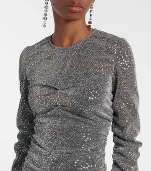Dolce & Gabbana Sequined Ruched Midi Dress