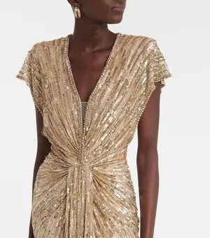 Jenny Packham Zola Sequined Tulle Gown - Gold