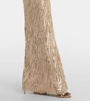 Jenny Packham Zola Sequined Tulle Gown - Gold