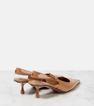JIMMY CHOO Amel 50 Patent Leather Slingback Pumps - Beige