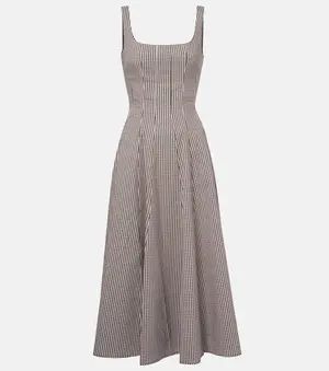 Staud Wells Checked Midi Dress - Multicoloured