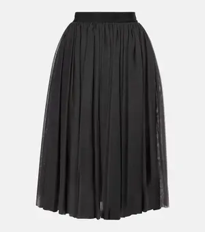 Dolce & Gabbana Gathered Tulle Midi Skirt - Grey