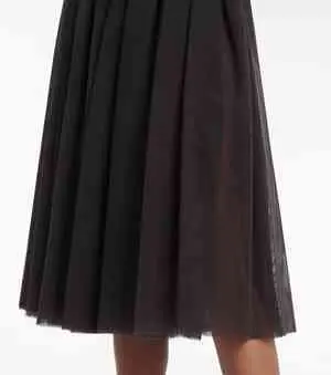 Dolce & Gabbana Gathered Tulle Midi Skirt - Grey