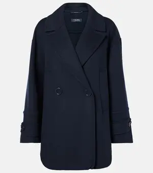 Max Mara Double-breasted Virgin Wool Jacket - Blue
