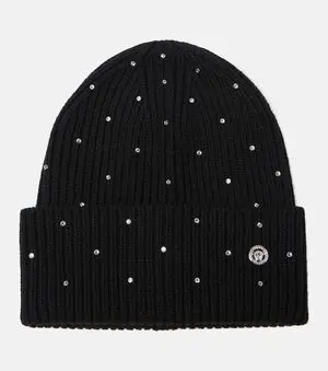 Versace Embellished Wool Beanie - Black