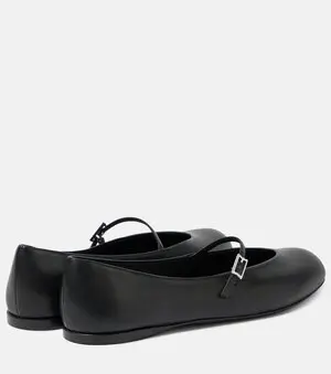 Max Mara Leather Mary Jane Ballet Flats - Black