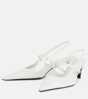 TOTEME Sharp 50 Patent Leather Slingback Pumps - White