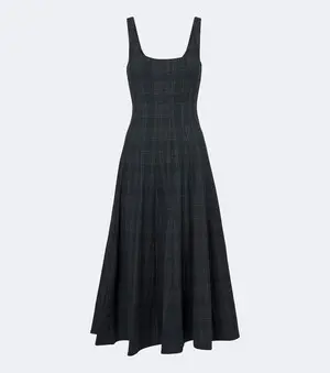 Staud Wells Checked Midi Dress - Blue