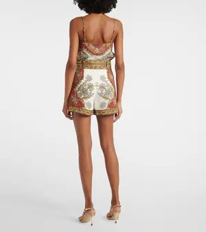 Veronica Beard Hobbes Floral Linen Shorts