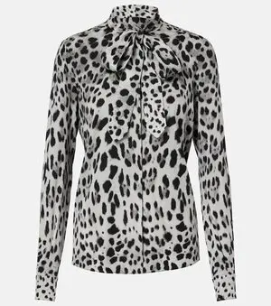 Dolce & Gabbana Leopard-print Silk-blend Blouse