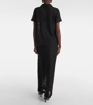 Proenza Schouler Kennedy Floral Lace Polo Shirt - Black