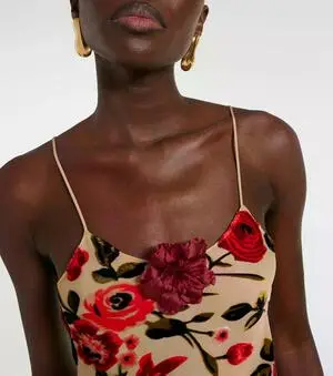 RODARTE Sheer Floral Velvet Devoré Slip Dress