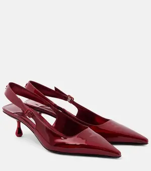 JIMMY CHOO Amel 50 Patent Leather Slingback Pumps - Red