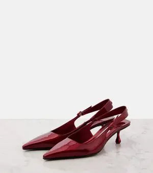 JIMMY CHOO Amel 50 Patent Leather Slingback Pumps - Red