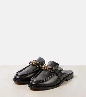 Bottega Veneta Astaire Knot Leather Mules - Black