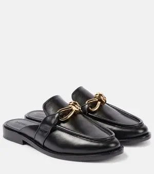 Bottega Veneta Astaire Knot Leather Mules - Black