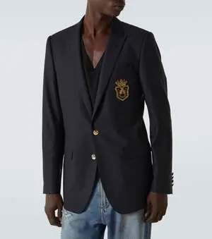 Dolce & Gabbana Patch-appliqué Wool And Silk Blazer