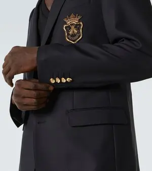 Dolce & Gabbana Patch-appliqué Wool And Silk Blazer
