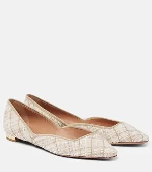 AQUAZZURA Maia Tweed Ballet Flats - Brown