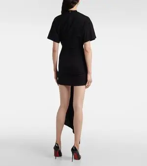 David Koma Embellished Draped Jersey Mini Dress