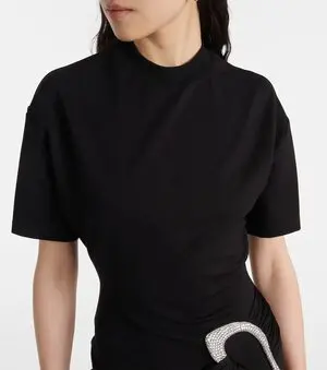 David Koma Embellished Draped Jersey Mini Dress