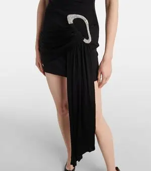 David Koma Embellished Draped Jersey Mini Dress