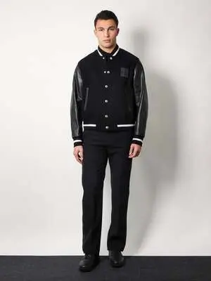 Givenchy Varsity Wool-blend Bomber With Leather Sleeves