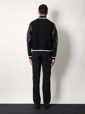 Givenchy Varsity Wool-blend Bomber With Leather Sleeves