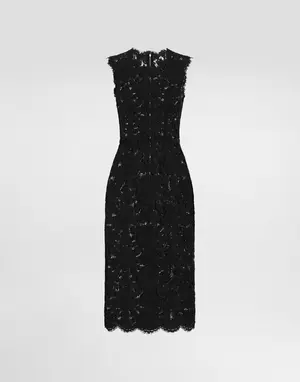 Dolce & Gabbana Stretch Lace Midi Dress - Black