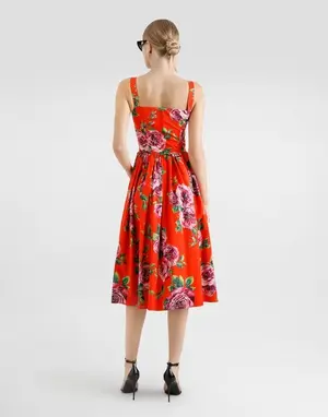 Dolce & Gabbana Cotton Poplin Rose Sundress