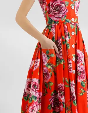 Dolce & Gabbana Cotton Poplin Rose Sundress