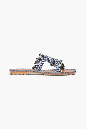 Zimmermann Fringed Braided Cord Sandals - Light Blue