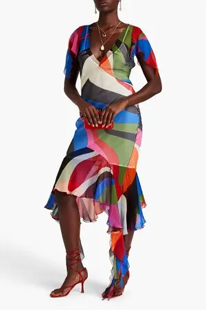 Emilio Pucci Ruffled Printed Silk-crepon Maxi Dress - Multicolor