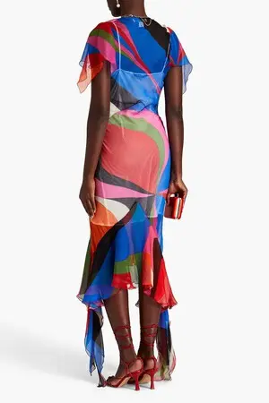 Emilio Pucci Ruffled Printed Silk-crepon Maxi Dress - Multicolor