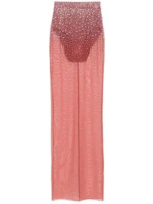 Alex Perry Crystal Mesh Maxi Skirt - Brown